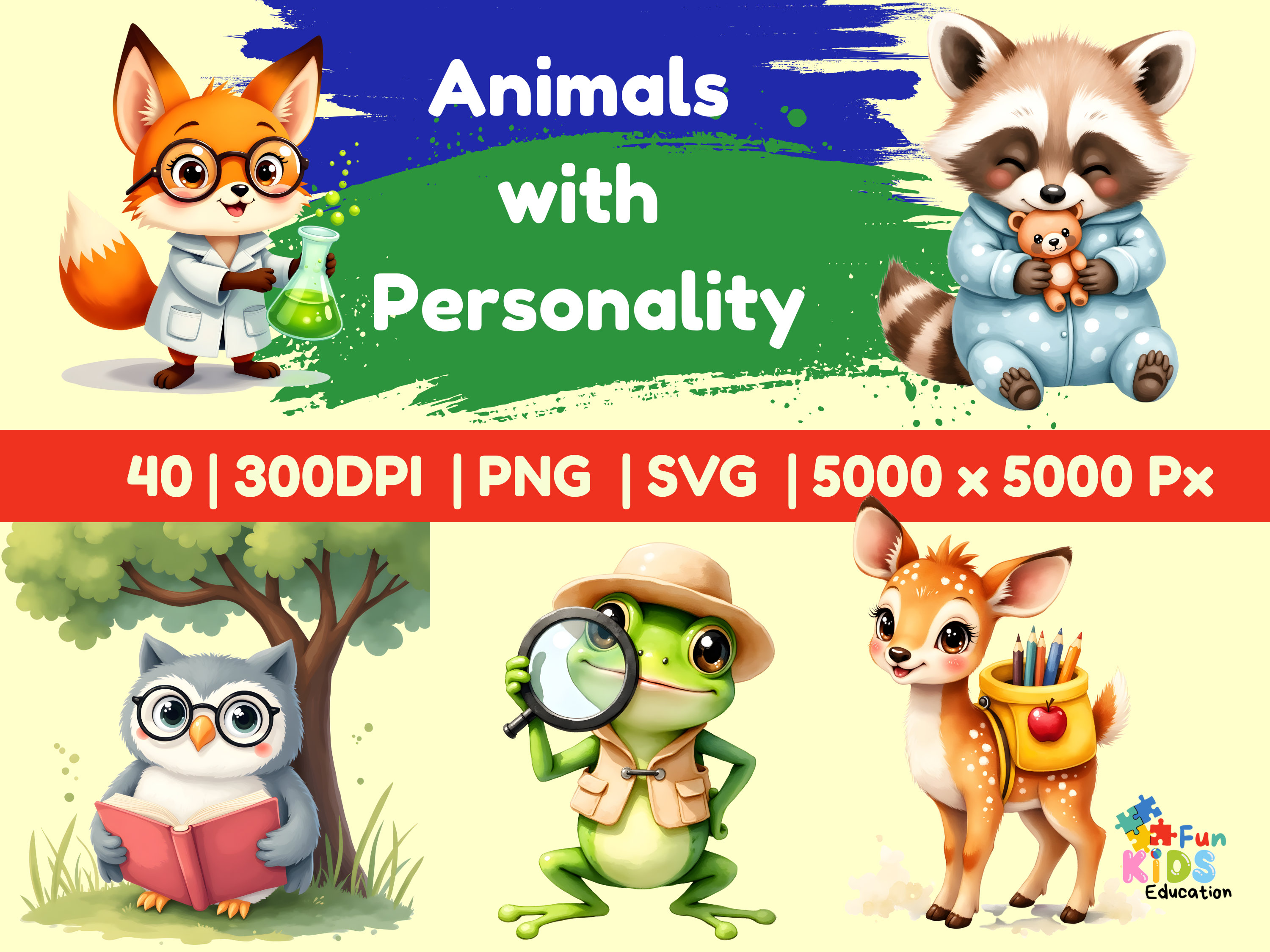Animals with Personality Clipart Pack - Fun Kids Education